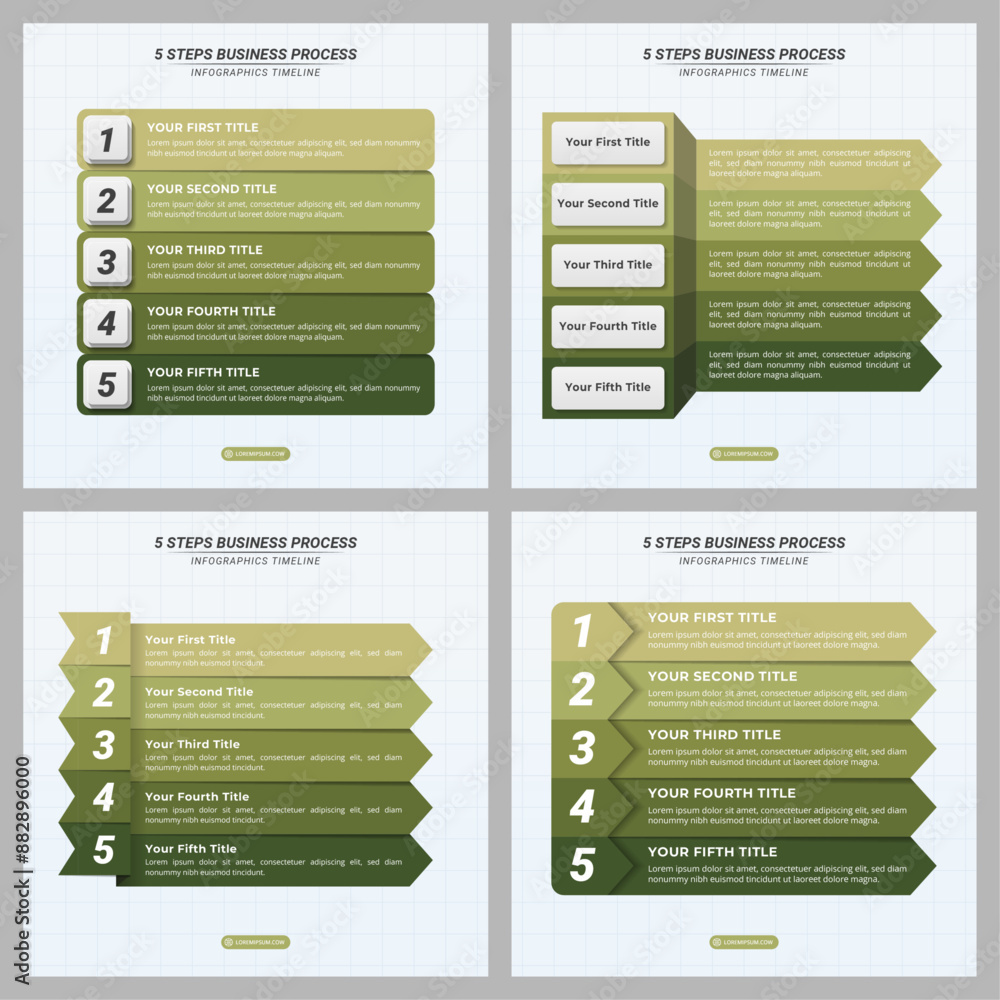Vertical Timeline Infographics Bundle/Set with Multiple Steps and ...