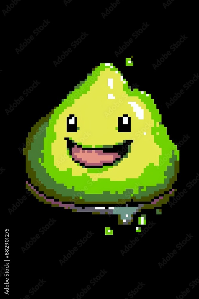 pixel art game rpgmaker icon cute green slime on black background Stock ...