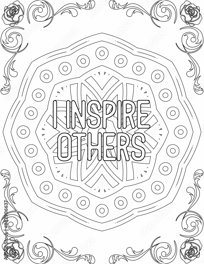 Printable mandala coloring page for kids and adults with inspirational ...