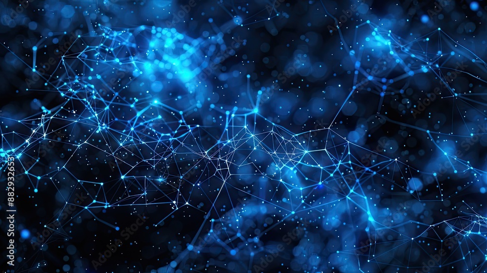 Abstract network connections with blue and black dots and lines. Ideal ...