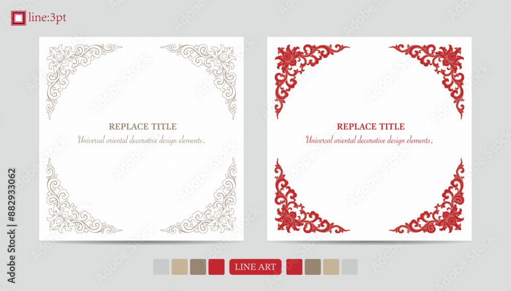 Intricate red floral pattern border with elegant swirl and leaf design ...