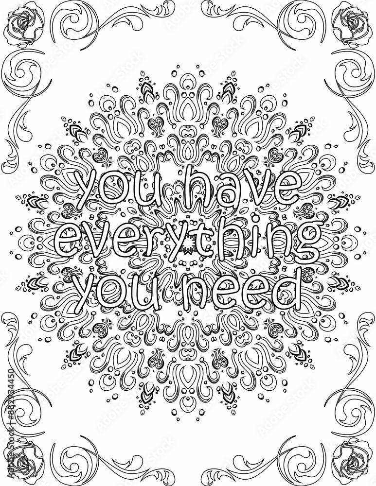 Printable mandala coloring page for kids and adults with inspirational ...