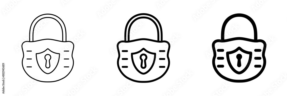 Black and White Lock Icons, Doodle Style Padlock Clipart, Security ...