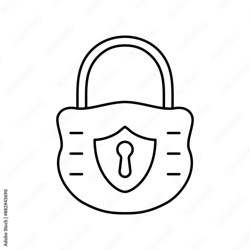 Black and White Lock Icon, Doodle Style Padlock Clipart, Security ...