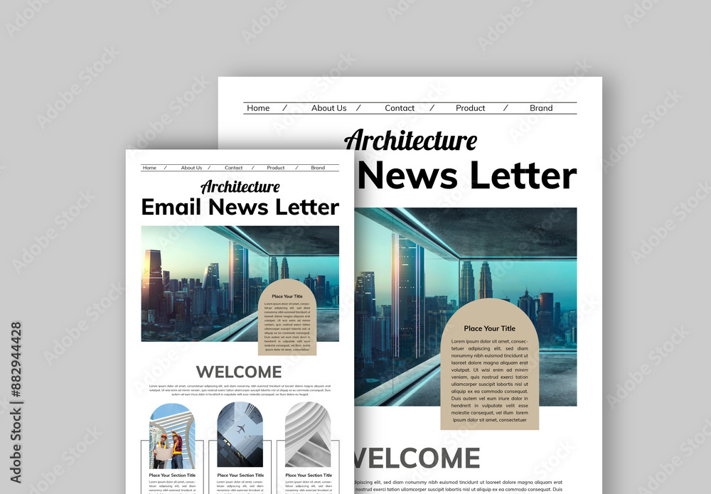 Architecture Email Newsletter Layout Stock Template | Adobe Stock