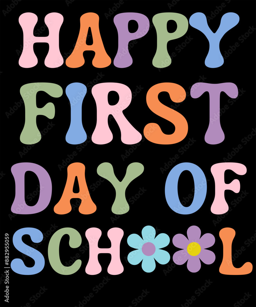 Happy first day of school t-shirt design, Back to school typography t ...