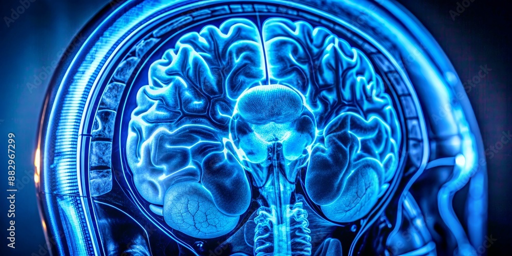Axial magnetic resonance imaging (MRI) brain scan depicting focal T2 ...