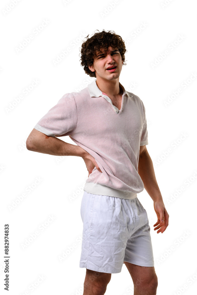 Young man is suffering from acute stomach infection gastroenteritis ...