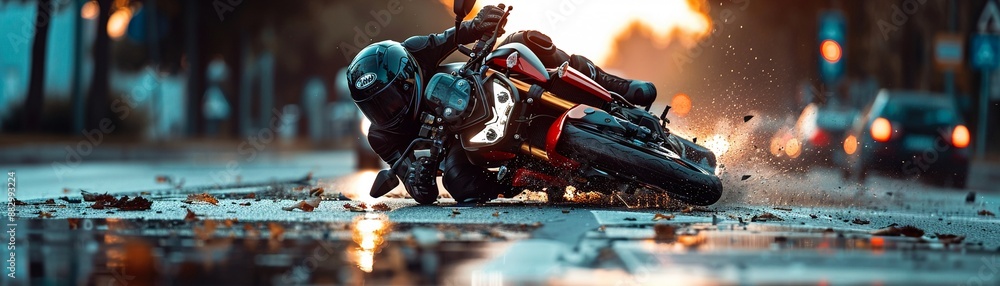 Tipping Over Motorcycle, A motorcycle tipping over, capturing the ...