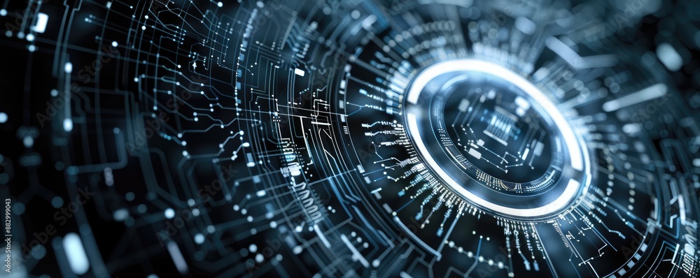 Futuristic and High-Tech Background With Digital Connections for technological processes neural ...