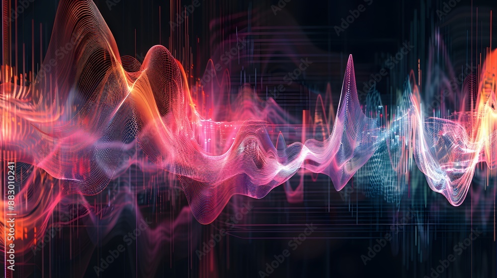 Waveforms An Abstract Visualization Of Audio Waveforms Each With