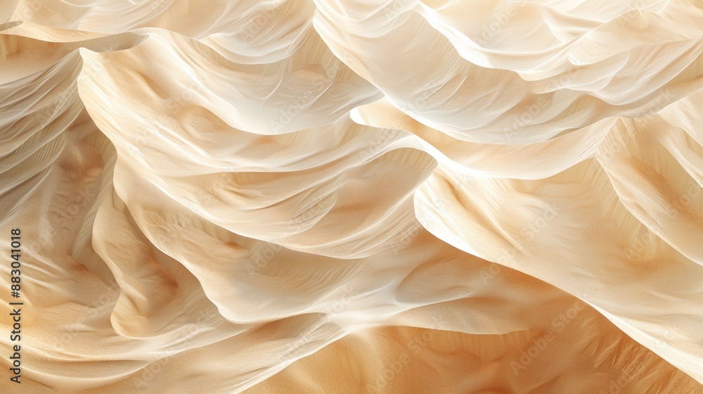 Aerial perspective of a desert landscape featuring intricate sand dune ...