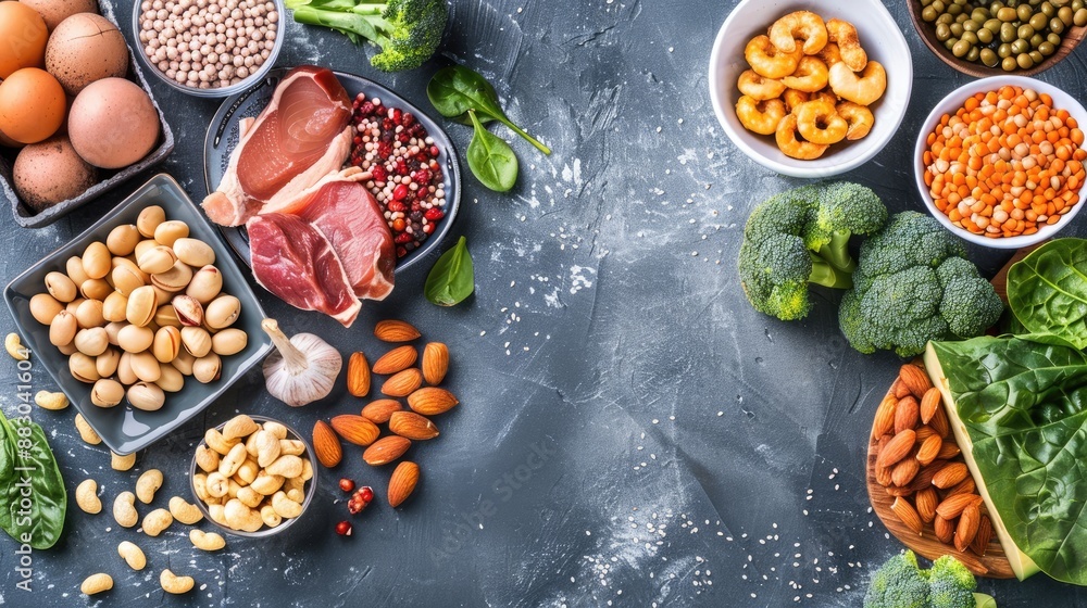 Foods high in vitamin B9 Healthy food sources of folic acid Top view ...