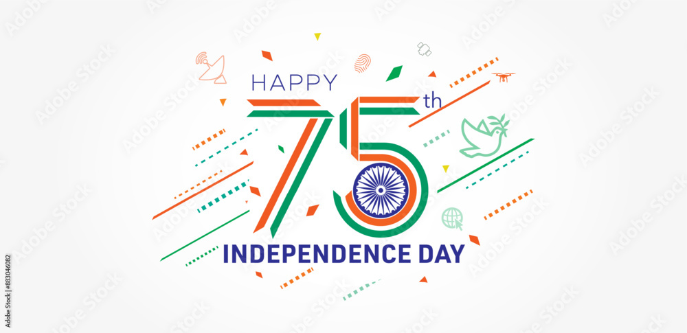 75 years of india Independence day. Amrit mahotsav celebration. Stock ...