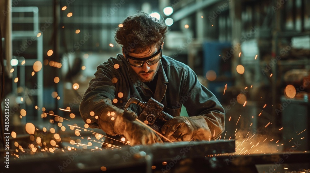 AI generator image of Incredible photo of a metalworker forging custom ...