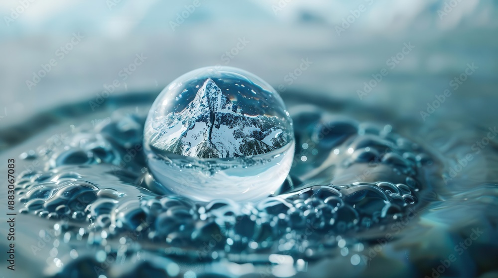 Water molecule containing a miniature mountain range, highlighting the ...