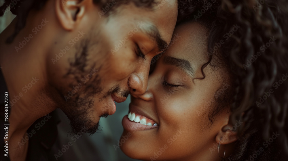 A close shot of a couple kissing, their gestures and facial expressions ...