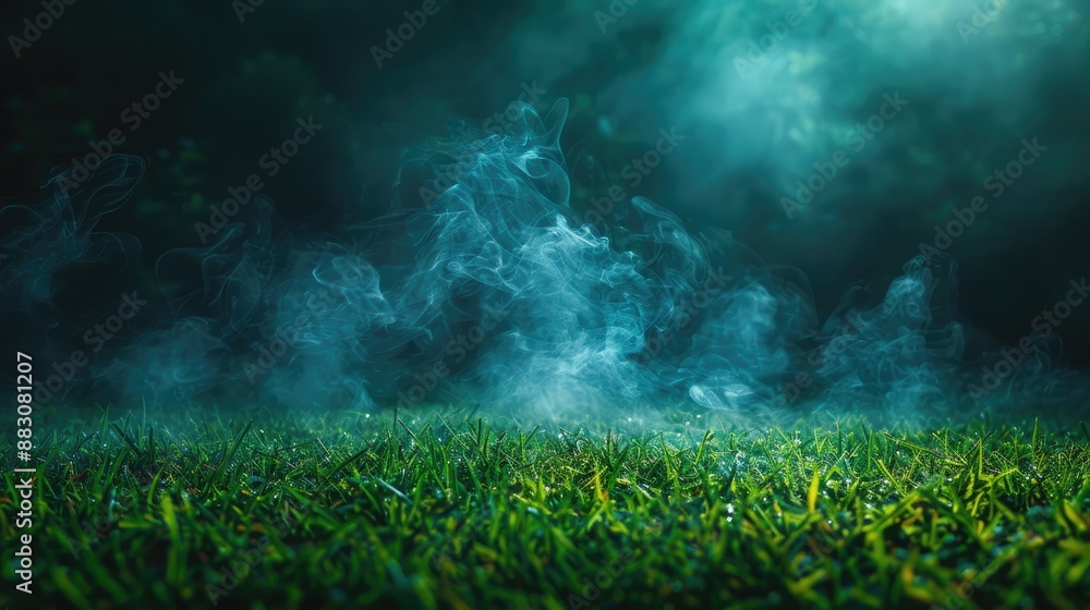 Smoke green background dark ground light smell of toxic black bad fog ...