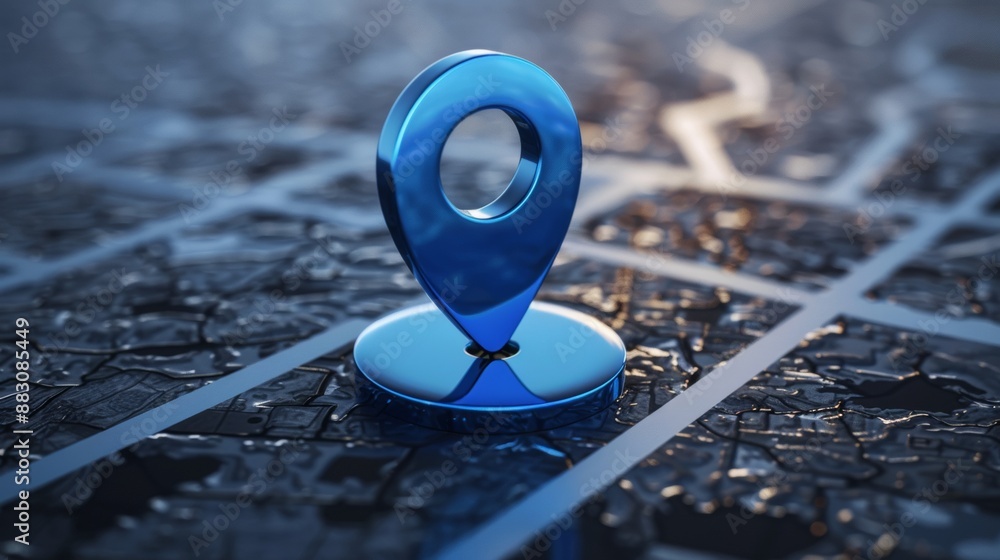 3D blue map marker icon for GPS navigation and travel directions. It ...