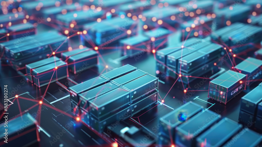 ภาพประกอบสต็อก Digital Representation of an Automated Shipping ...