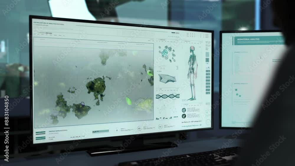 Biologist Using Advanced Microscope Interface To Research Infusoria ...