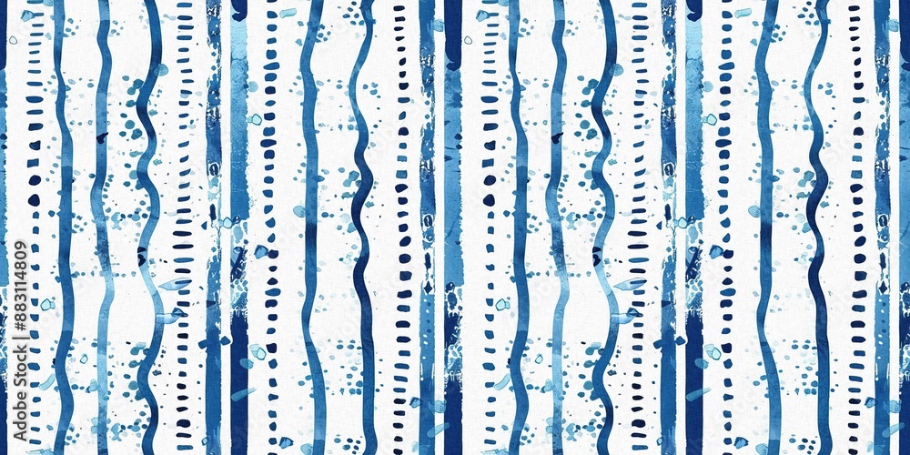 Modern blue white irregular beach stripe border for summer doodle ...