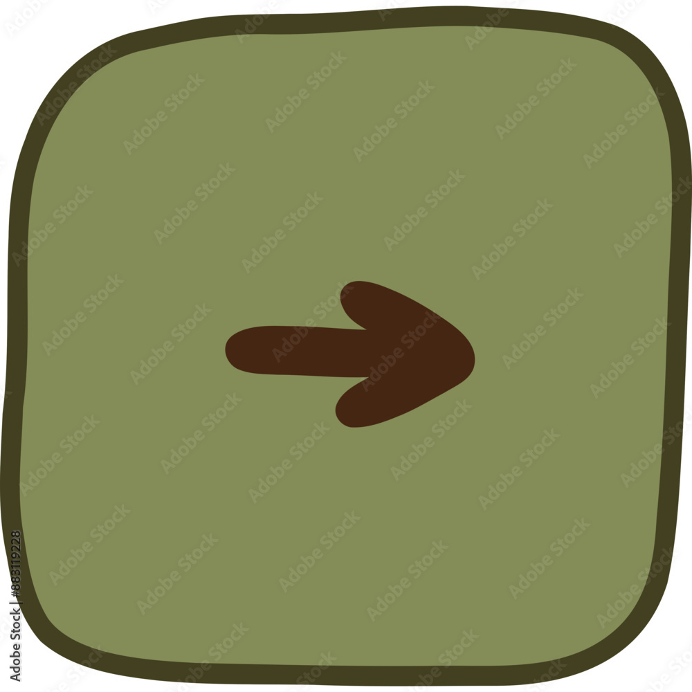 Cute hand drawn arrow mark as postpone sign in the shape of square ...