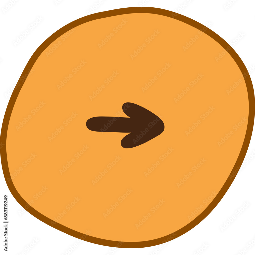Cute hand drawn arrow mark as postpone sign in the shape of circle ...