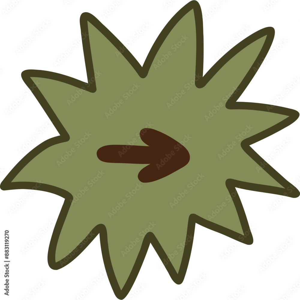Cute hand drawn arrow mark as postpone sign in the shape of star. Diary ...