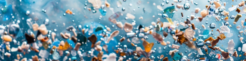 Close-up on Microplastics Floating in Clear Water: Highlighting the ...