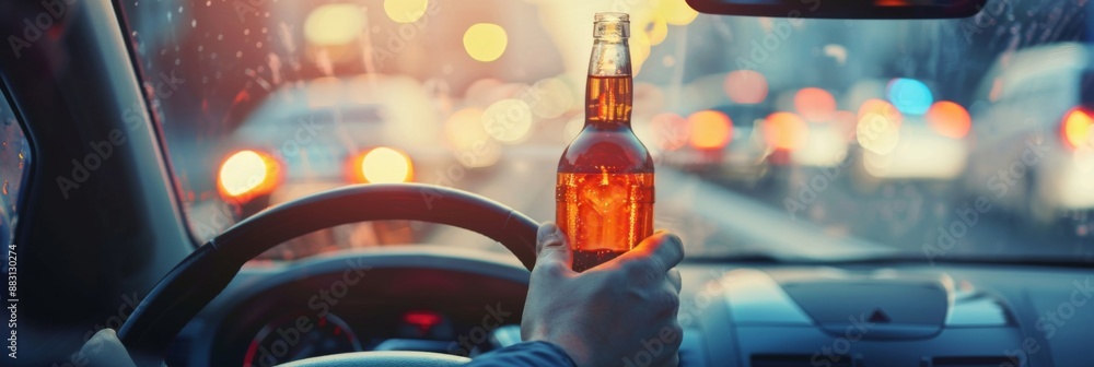 Depiction of Drunk Driving Concept with an Impaired Driver Behind the ...