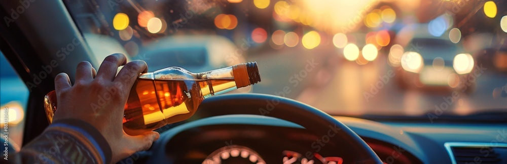 Depiction of Drunk Driving Concept with an Impaired Driver Behind the ...