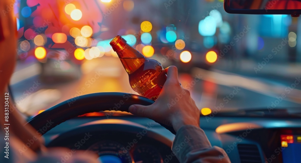 Depiction of Drunk Driving Concept with an Impaired Driver Behind the ...