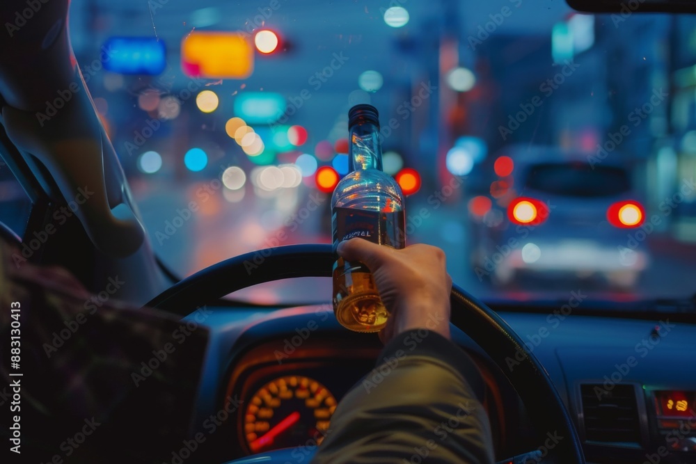 Depiction of Drunk Driving Concept with an Impaired Driver Behind the ...