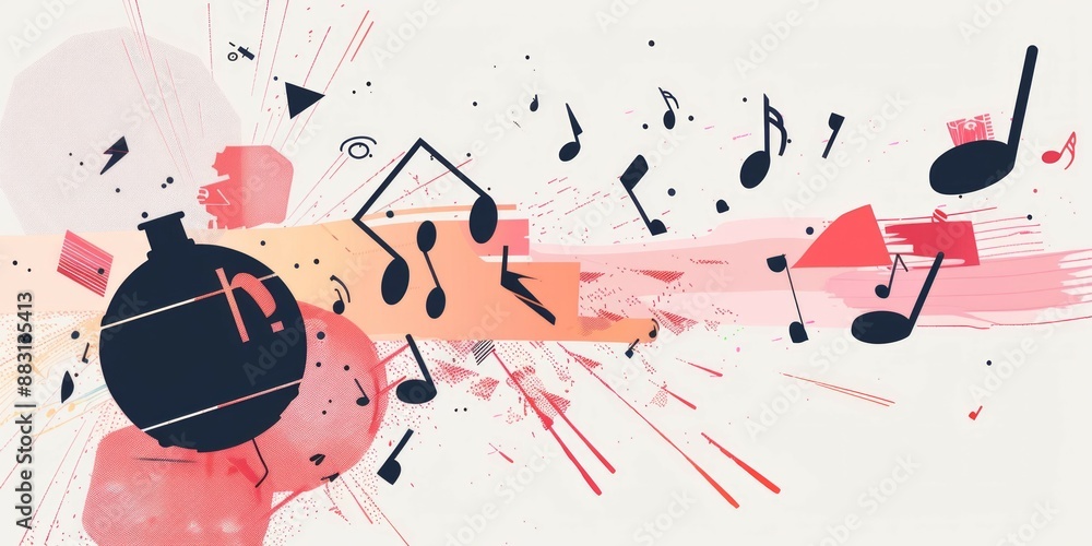 sound bomb icon. The bomb produces a high volume of musical sounds as ...