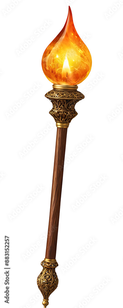 Ornate staff topped with a glowing orb. Perfect for fantasy, magic, or ...