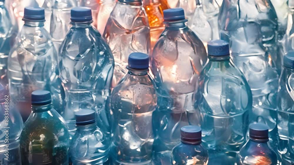 Plastic water bottles pollution on the beach, Used plastic water bottle ...