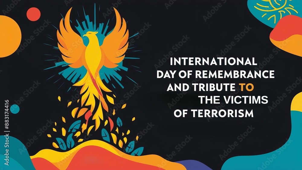 An artistic illustration featuring a phoenix rising from flames with ...