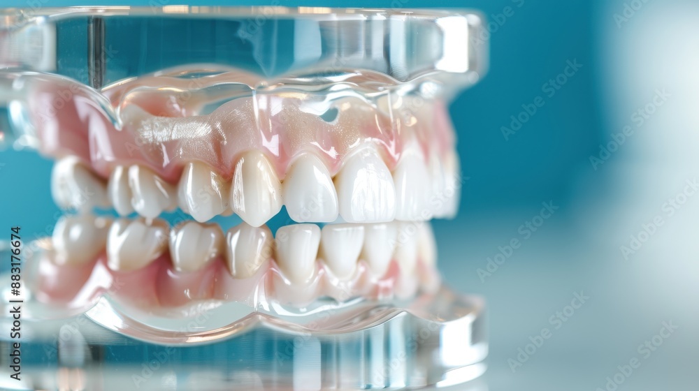 A clear dental model showing a detailed and accurate representation of ...
