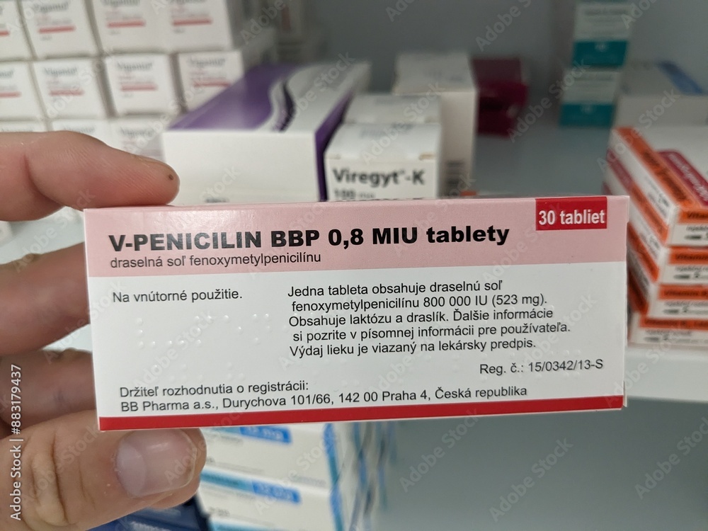 Prague, Czech Republic - July 10 2024: V-PENICILIN BBP box of ...