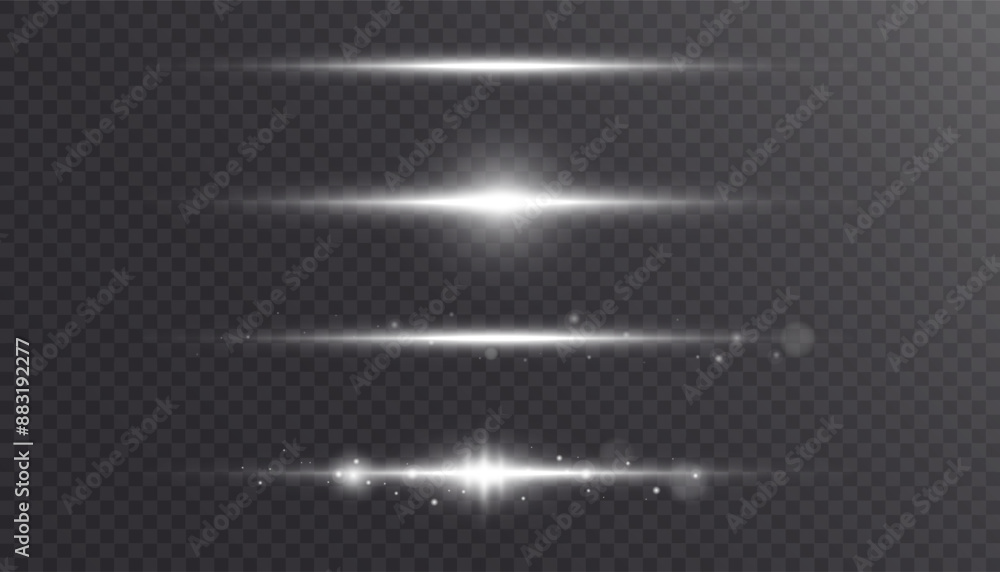 Light effect of horizontally bright glow on a transparent background ...