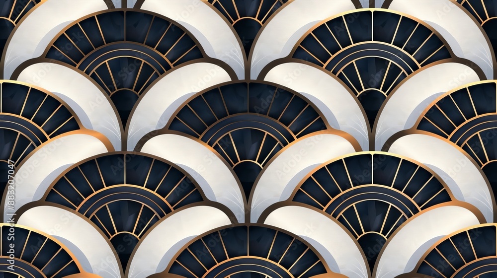 art deco seamless pattern with arc line, luxury geometric repeat ...