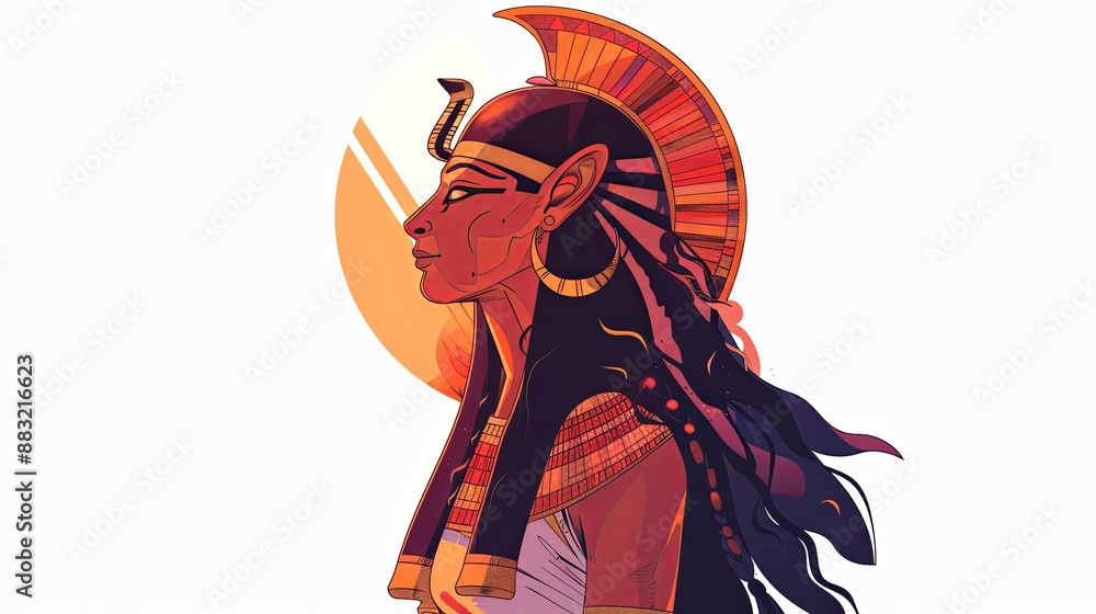 Tefnut, Ancient Egyptian Goddess with Lioness Head and Sun Disk ...