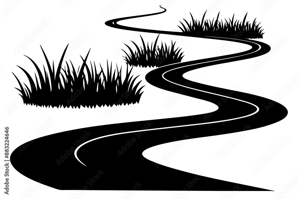 Wetland Paths, Raised pathways through marshy wetlands, silhouette ...