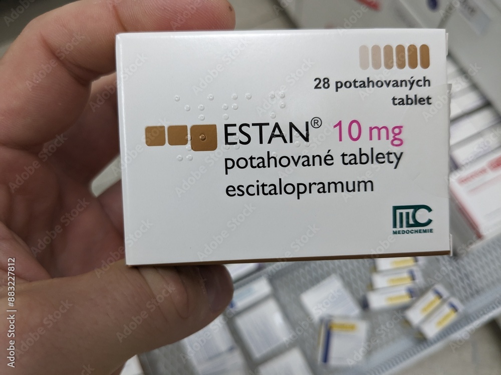 Prague, Czech Republic - July 10 2024: ESTAN box of medication with ...