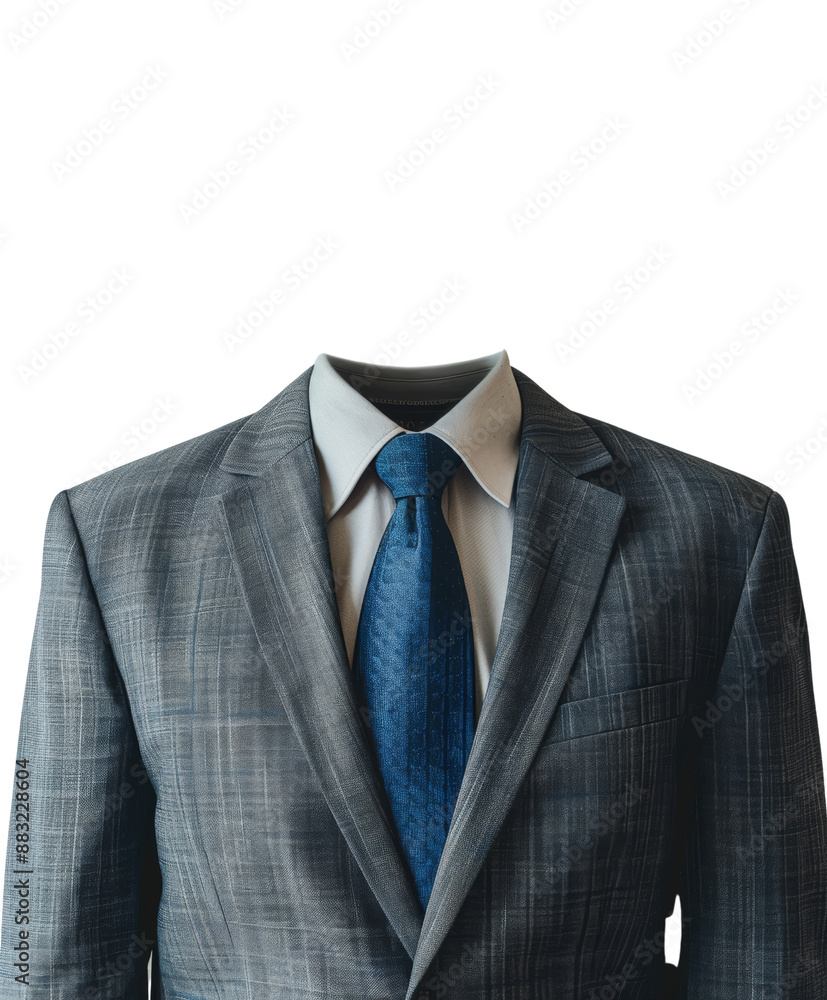 Headless suit with blue tie, showcasing business attire and ...