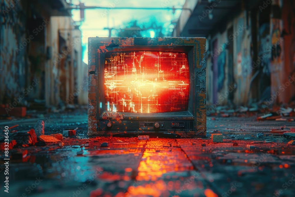 Retro TV Static VHS Glitch Effect Background with Distressed Analog ...