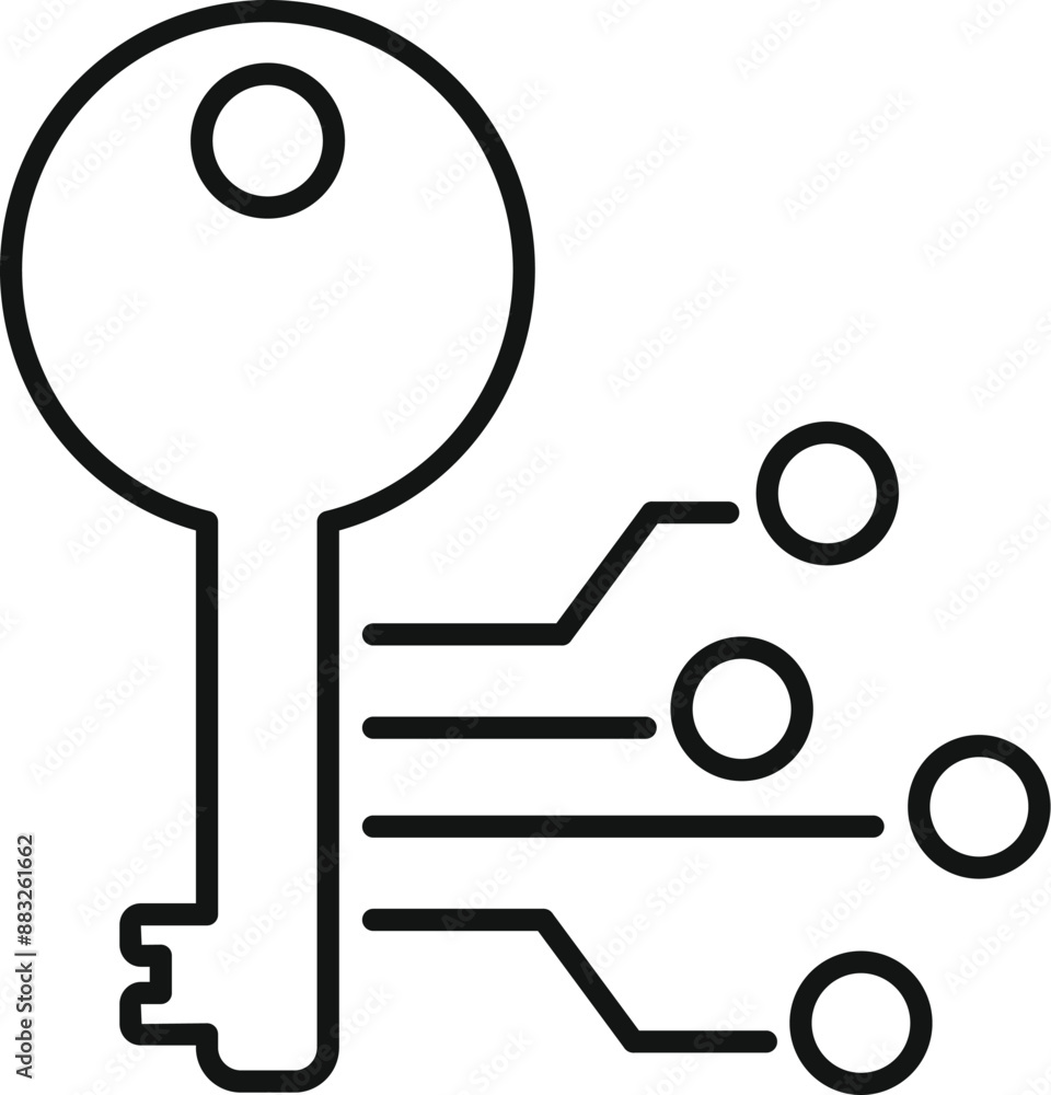 Key unlocking a circuit board representing access to data and ...