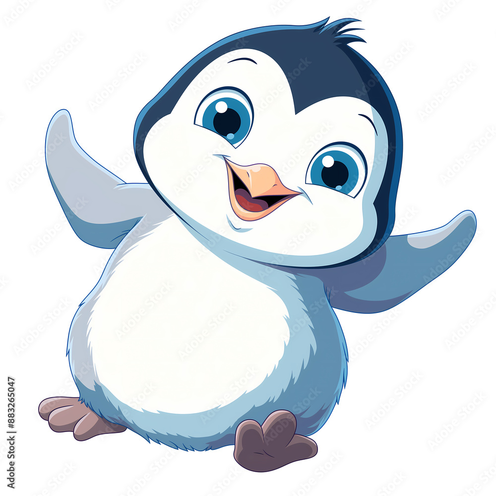 2d cartoon character clipart drawing of a penguin on an isolated ...