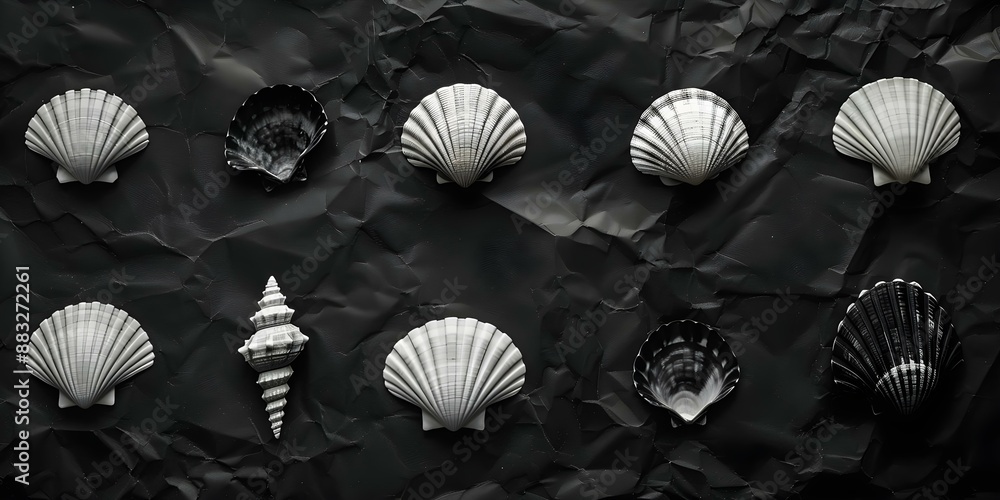 Simple seashell silhouette logo design featuring various bivalve shells ...